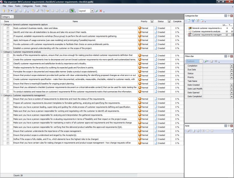 Customer Requirements Checklist To Do List Organizer Checklist PIM 