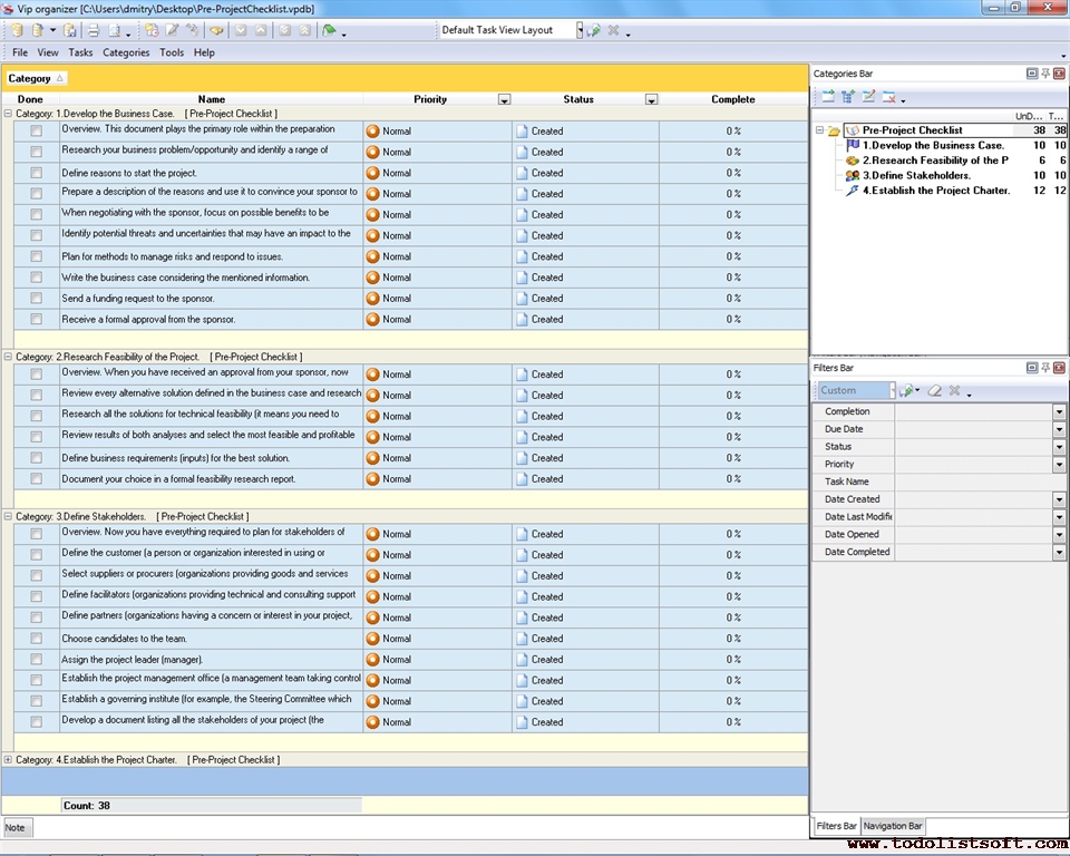 Pre-Project Checklist - To Do List, Organizer, Checklist, PIM, Time and ... Pre-Project Checklist - To Do List, Organizer, Checklist, PIM, Time and ...