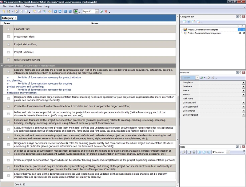 Project Documentation Checklist To Do List Organizer Checklist PIM