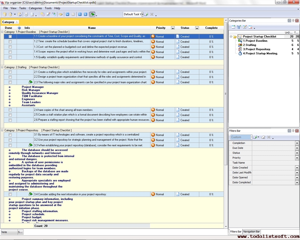 Project Startup Checklist - To Do List, Organizer, Checklist, PIM, Time ... Project Startup Checklist - To Do List, Organizer, Checklist, PIM, Time ...