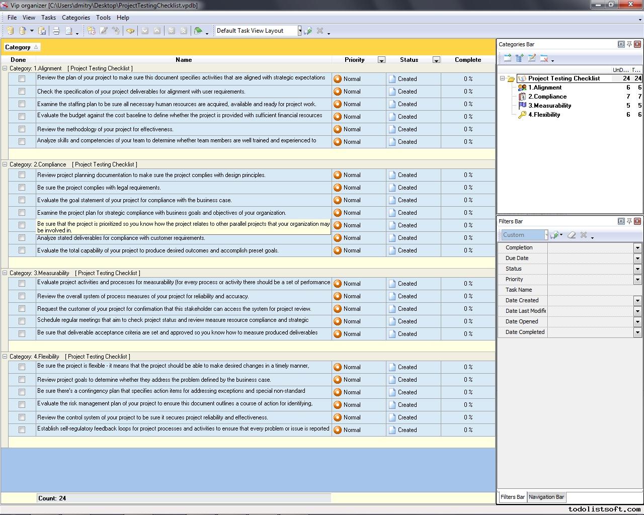 Project Testing Checklist - To Do List, Organizer, Checklist, PIM, Time ... Project Testing Checklist - To Do List, Organizer, Checklist, PIM, Time ...