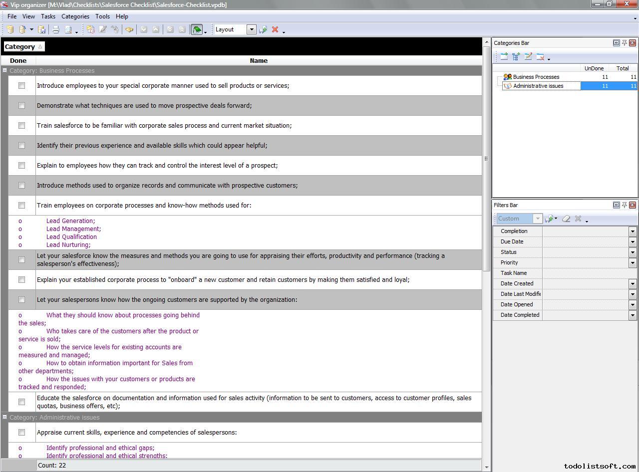 Salesforce Checklist To Do List Organizer Checklist PIM Time And 