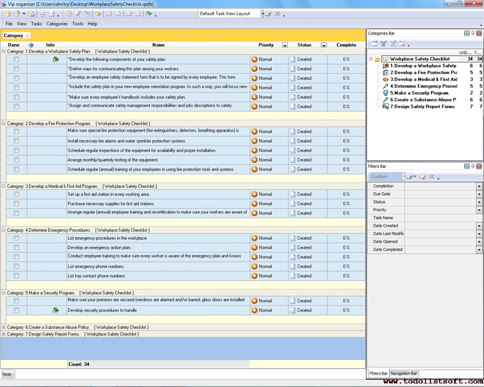 Workplace Safety Checklist To Do List Organizer Checklist PIM 